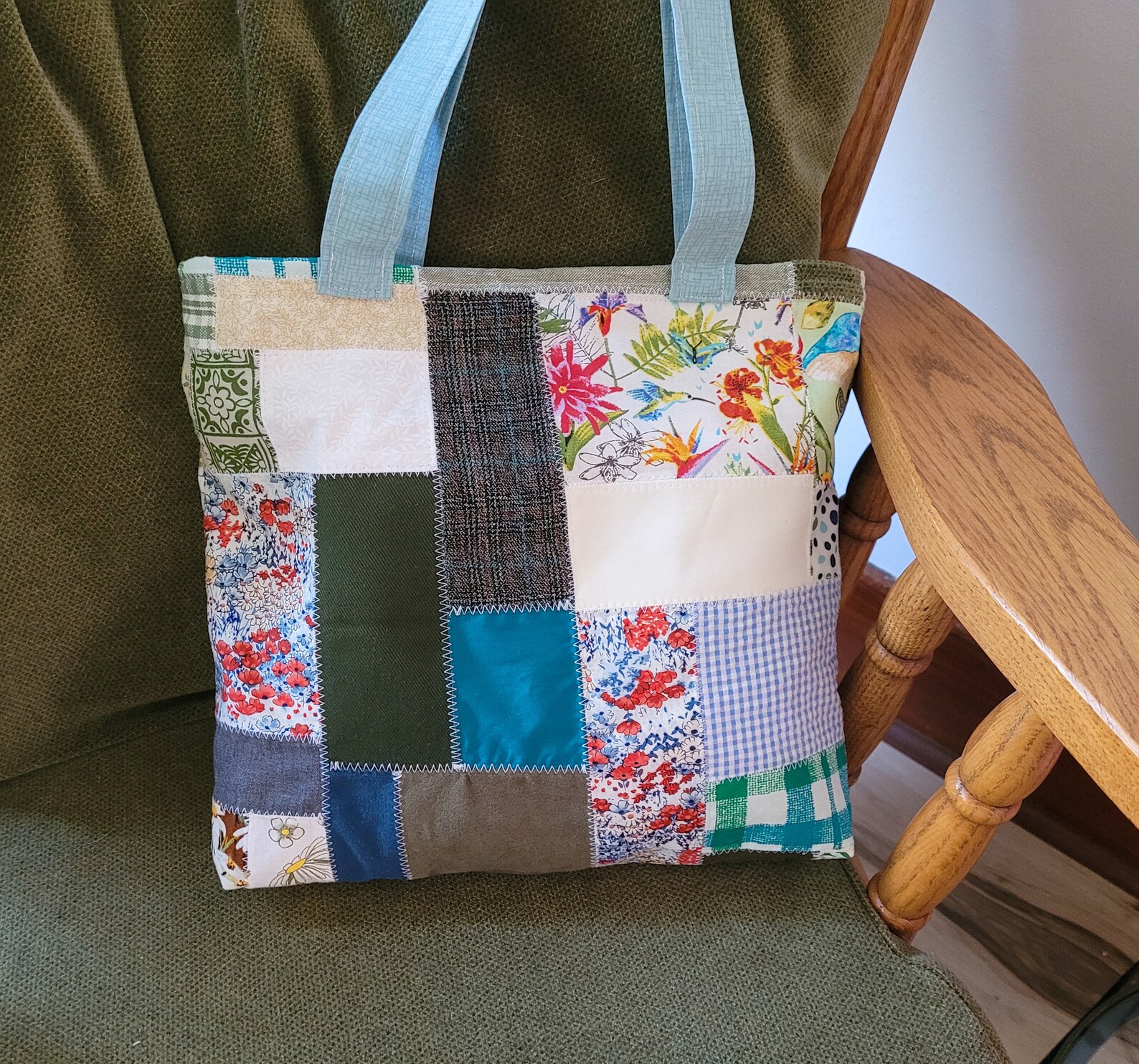 Handmade Patchwork Tote Bag, Market Bag, Christmas Gifts for Her, Upcycled Fabric, Zero Waste ...