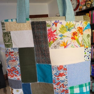 Handmade Patchwork Tote Bag, Market Bag, Christmas Gifts for Her, Upcycled Fabric, Zero Waste ...
