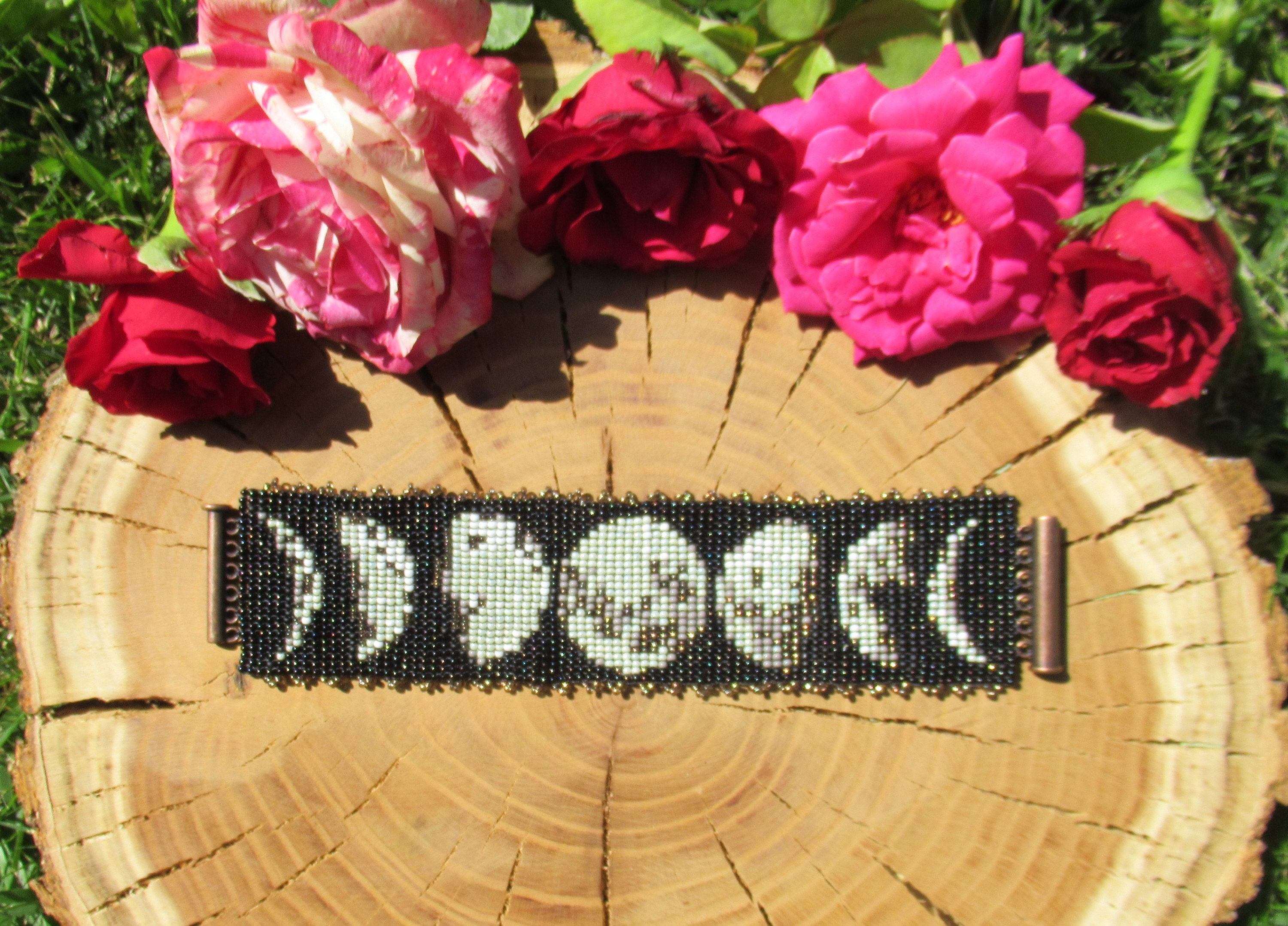 Handwoven Moon Phase Beaded Cuff Bracelet, Bohemian Jewelry - Etsy