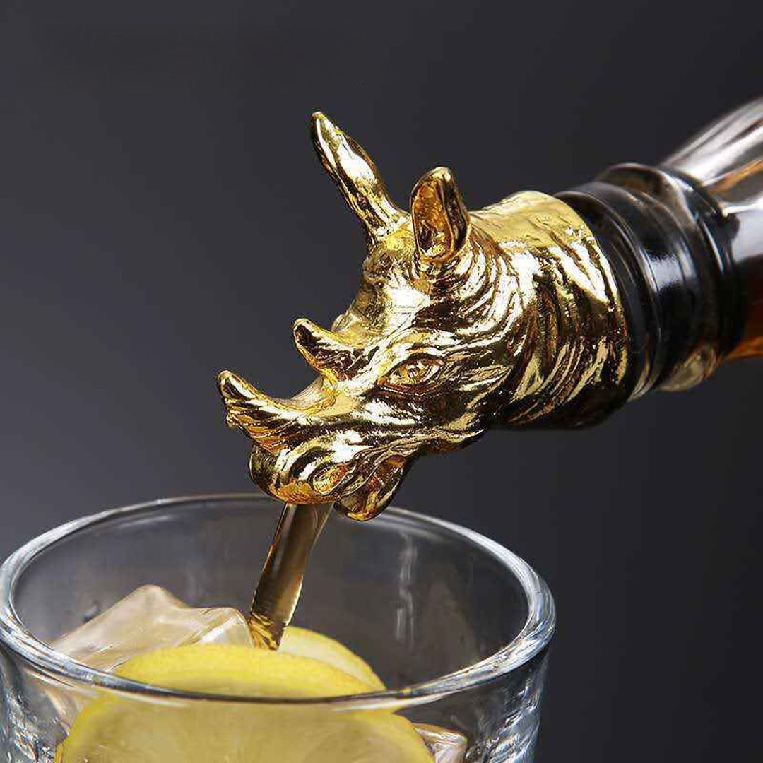 Rhino Head Liquor or Wine Bottle Pourer Mouth Wine Stopper Animal ...