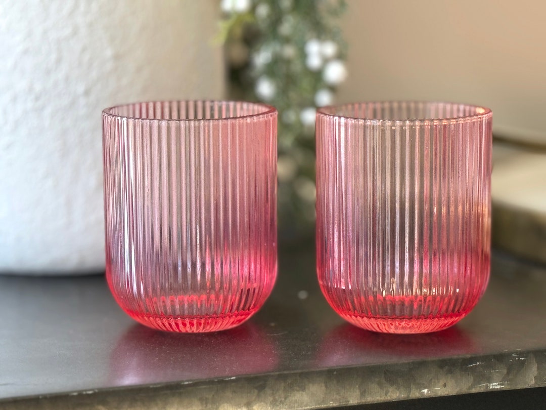 Vintage Style Fun Textured Pink Ridges - Set of 2 - Rocks Old Fashioned ...