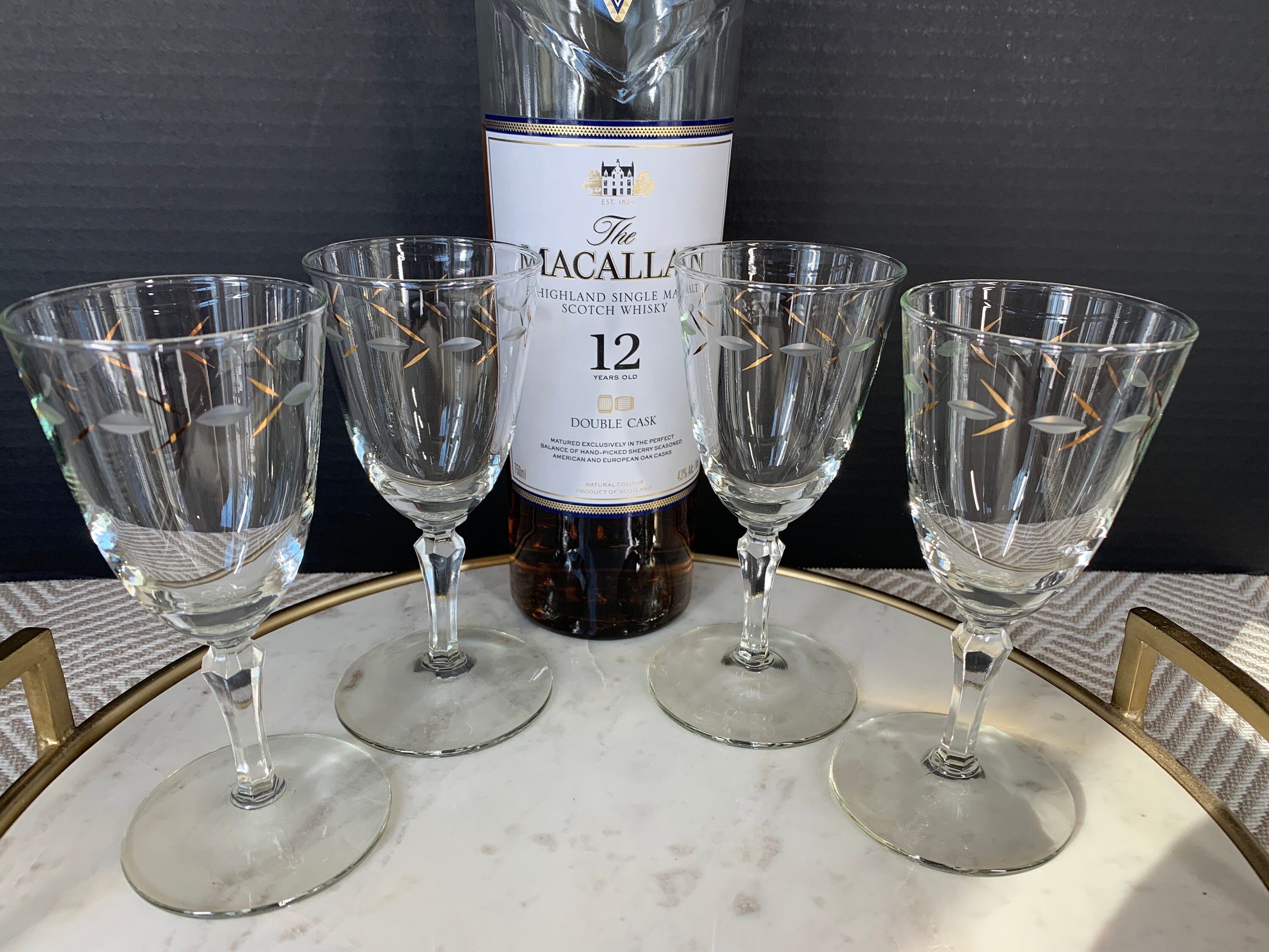 Set of 4 vintage hand cut glasses mcm glassware Kitchen & Dining Shot ...
