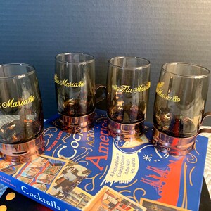 Vintage Tia Maria Jamaican Liqueur Glasses With Copper Metal & Smoked ...
