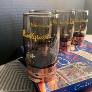 Vintage Tia Maria Jamaican Liqueur Glasses With Copper Metal & Smoked ...
