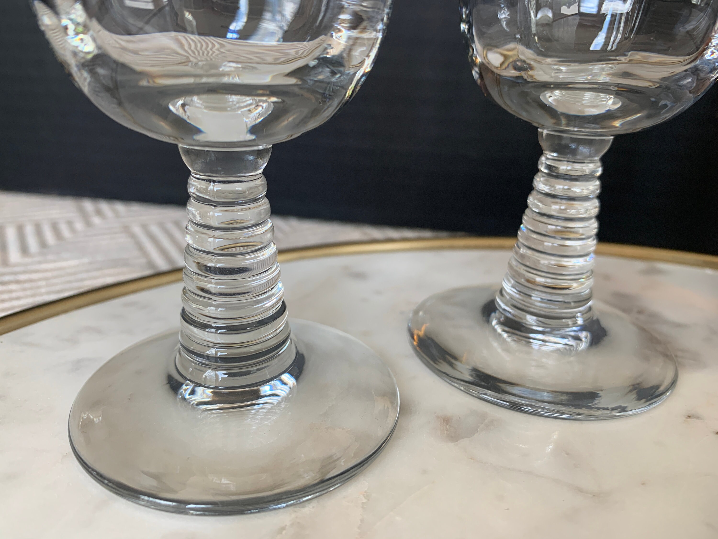 Vintage Cordial Ribbed Stem Craft Cocktail Glasses Set of 2 | Etsy