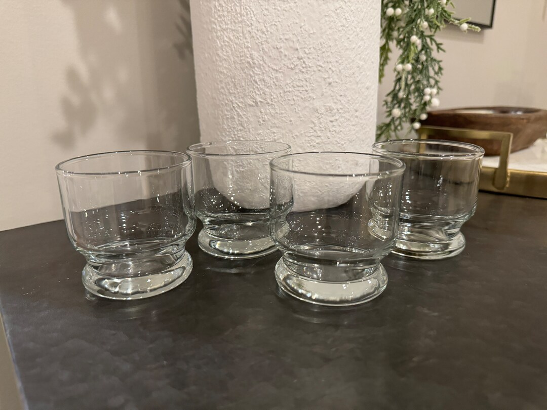 4 Vintage Gorgeous Short Nesting Drink Cocktail Glasses Stacking Scotch ...