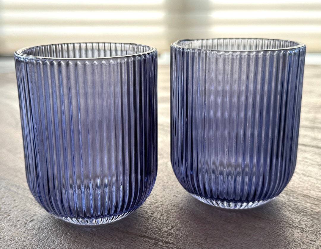 Vintage Style Fun Textured Blue Ridges - Set of 2 - Rocks Old Fashioned ...