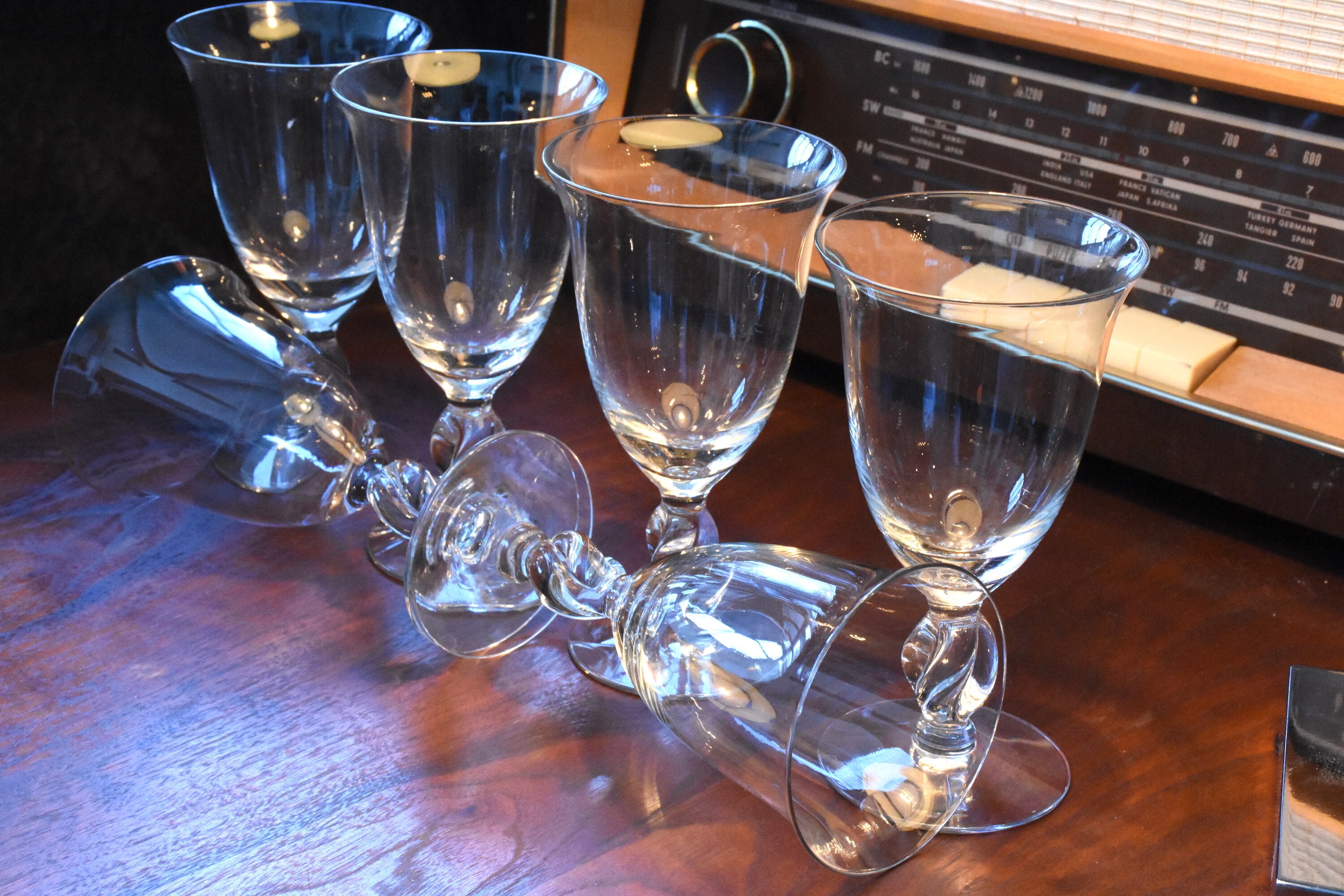 Crazy Lovely Craft Cocktail Glasses Blown Twisted Base Vintage Retro ...