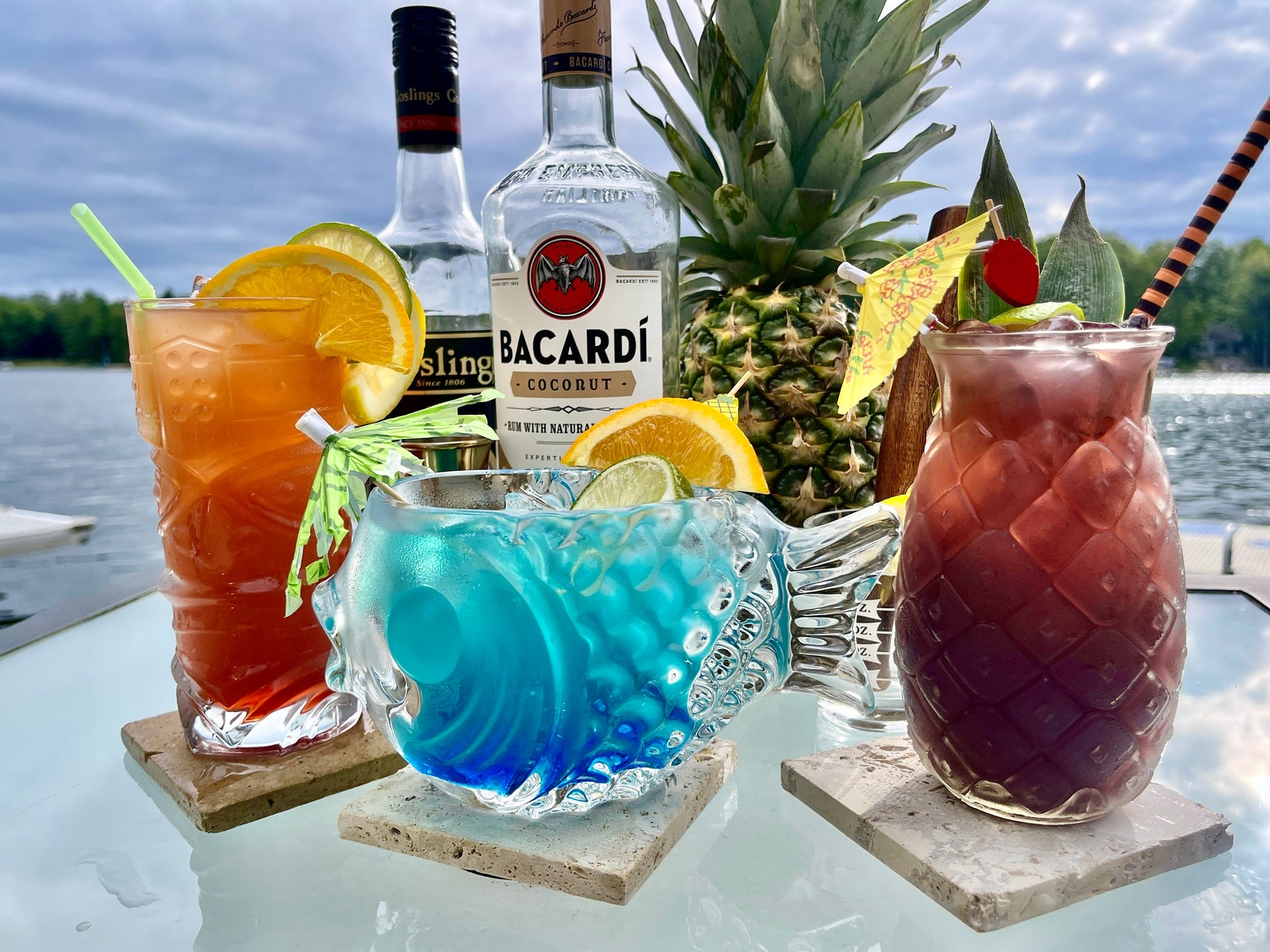 Detailed Tropical Tiki FISH Glass Craft Cocktail 12 Oz Drink Bar Summer ...