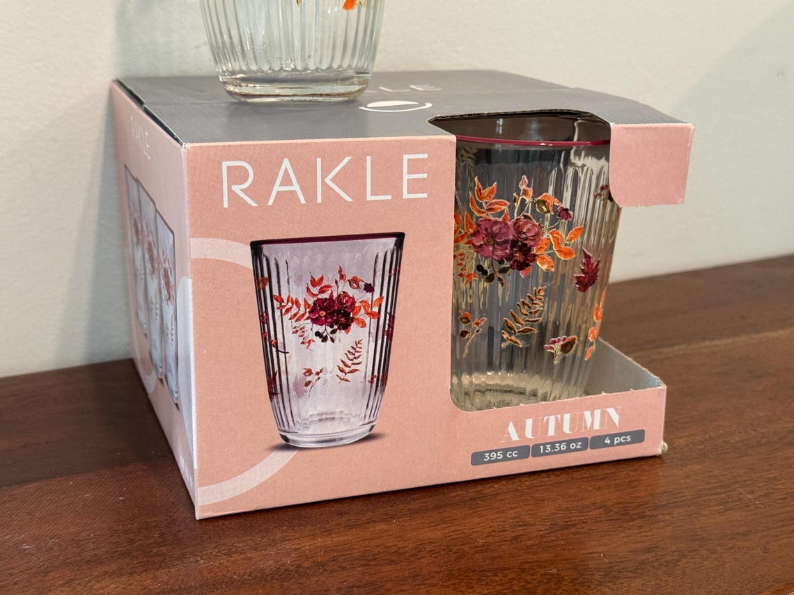 New Set of 4 Beautiful Botanical Fall Autumn Flowers Drinking Glasses ...