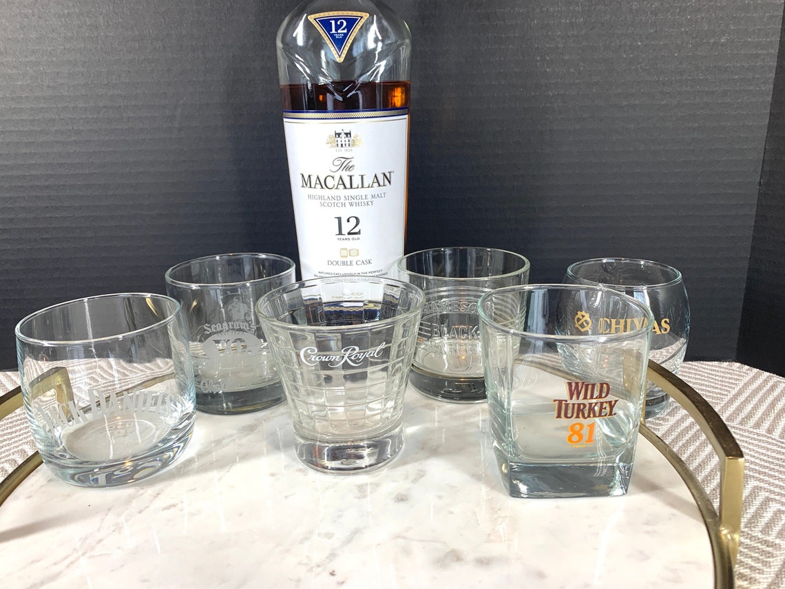Vintage Assorted Set of 6 Whiskey Tumbler Rocks Glasses Scotch - Etsy