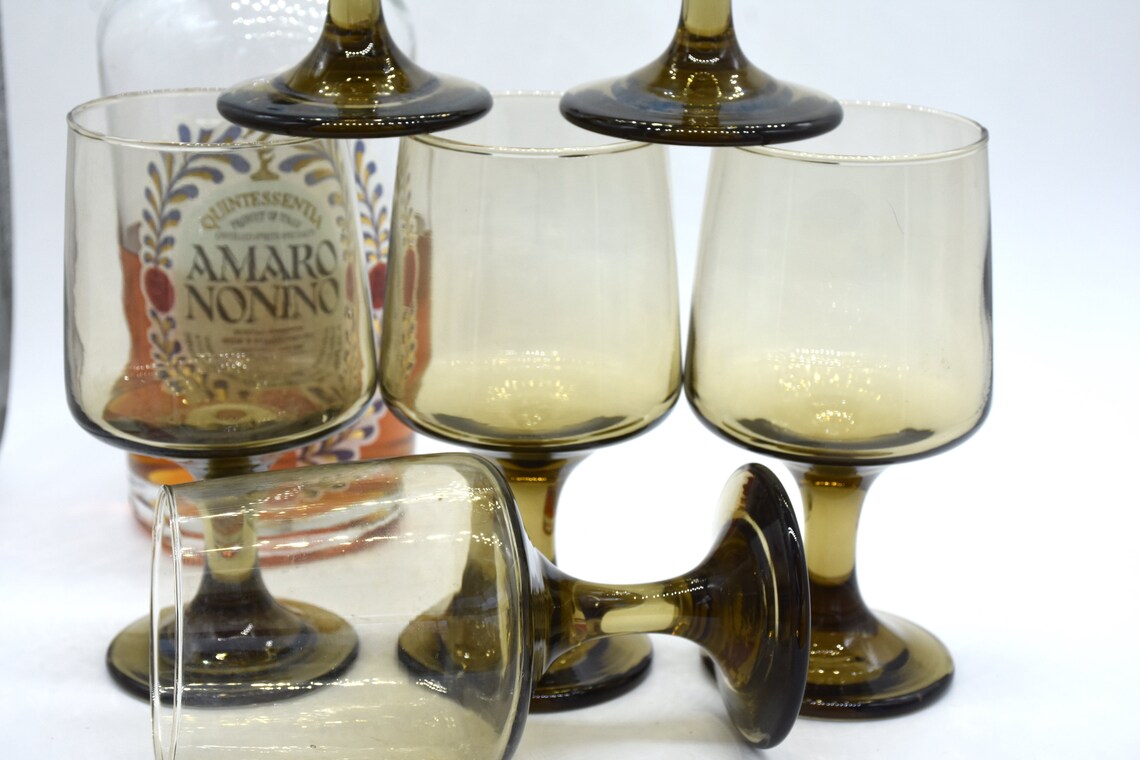 Libbey Libby Set 5 Tawny Accent Brown Vintage 1970 Mid Century - Etsy