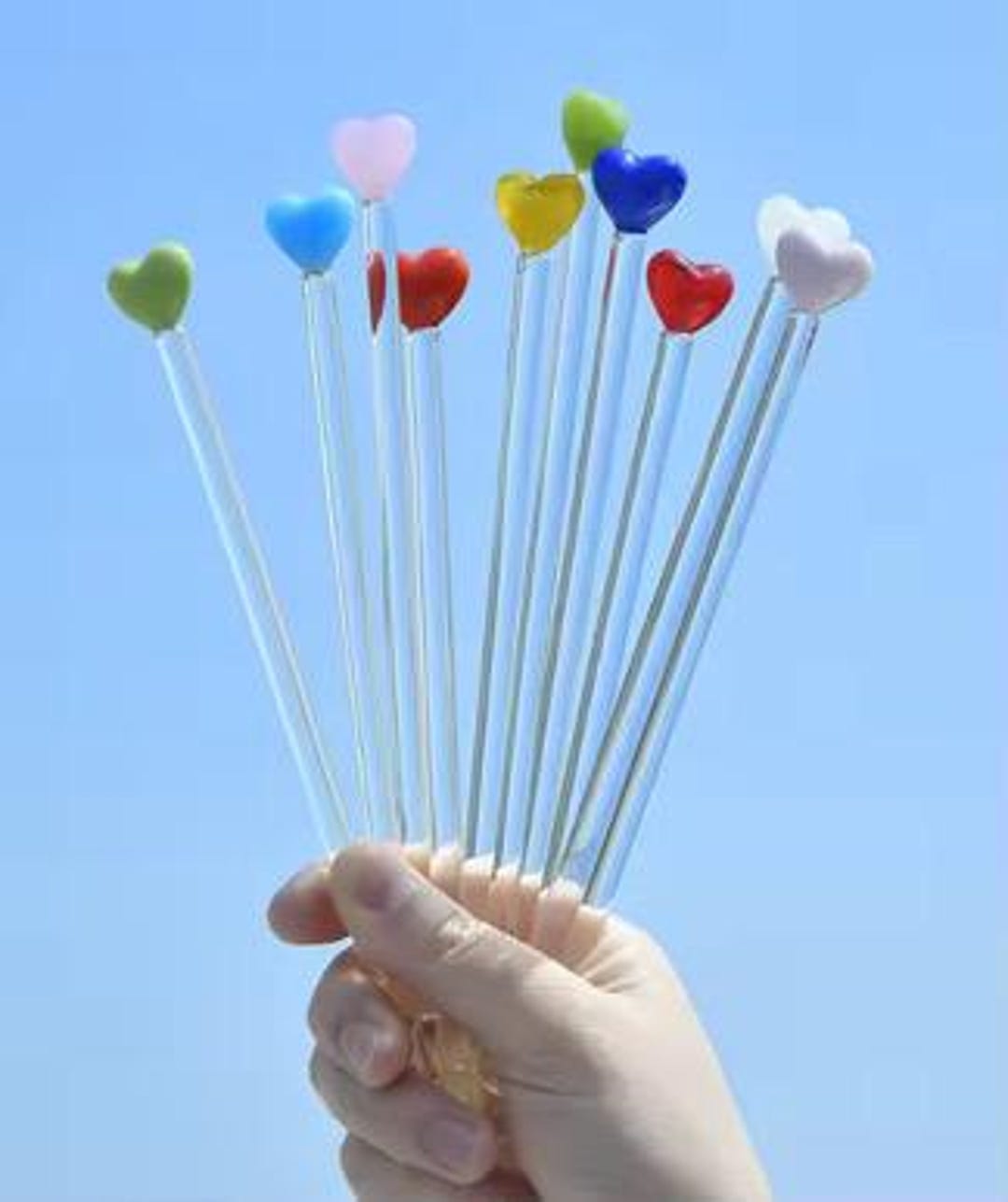 Fun Colorful Heart Shaped Glass Drink Stirrers, Valentines Cocktail ...