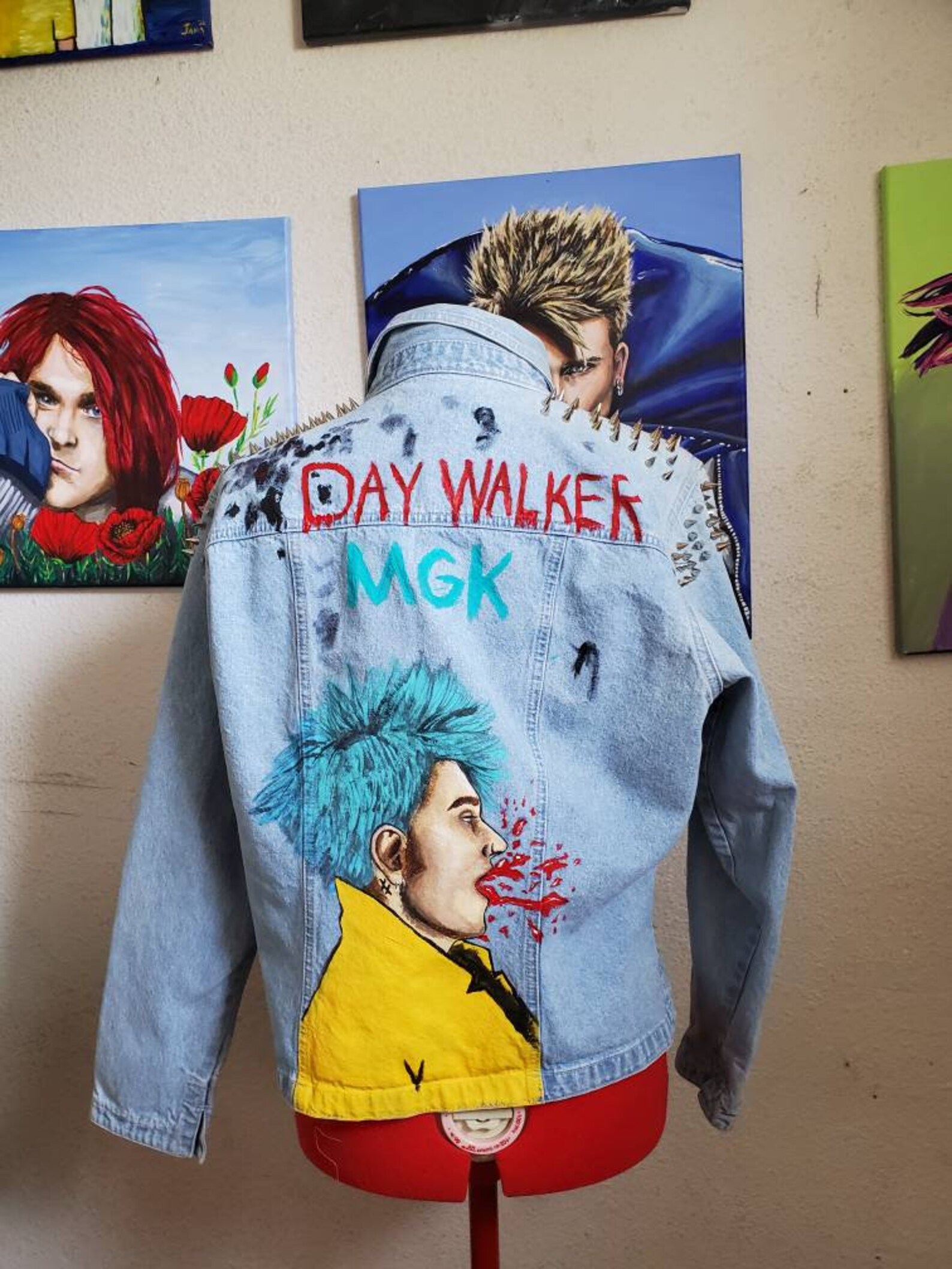 MGK DAYWALKER Spiked Painted Jacket | Etsy