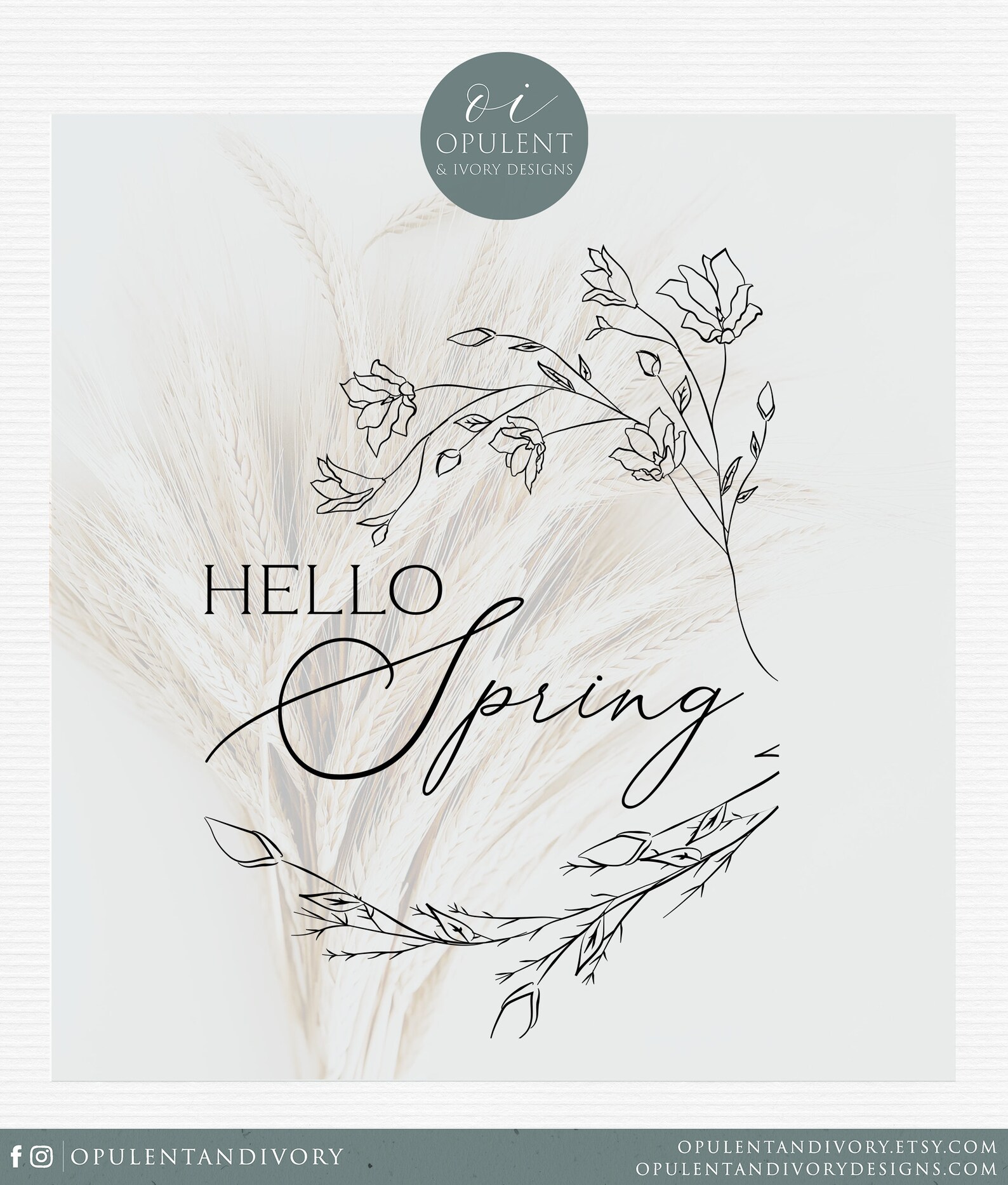 Hello Spring Svg - Spring Svg, Floral Frame Svg, Botanical Svg ...