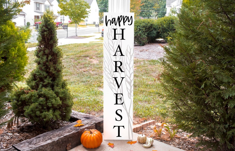 Happy Harvest Porch Sign Svg - Thanksgiving Svg, Vertical Sign Svg ...