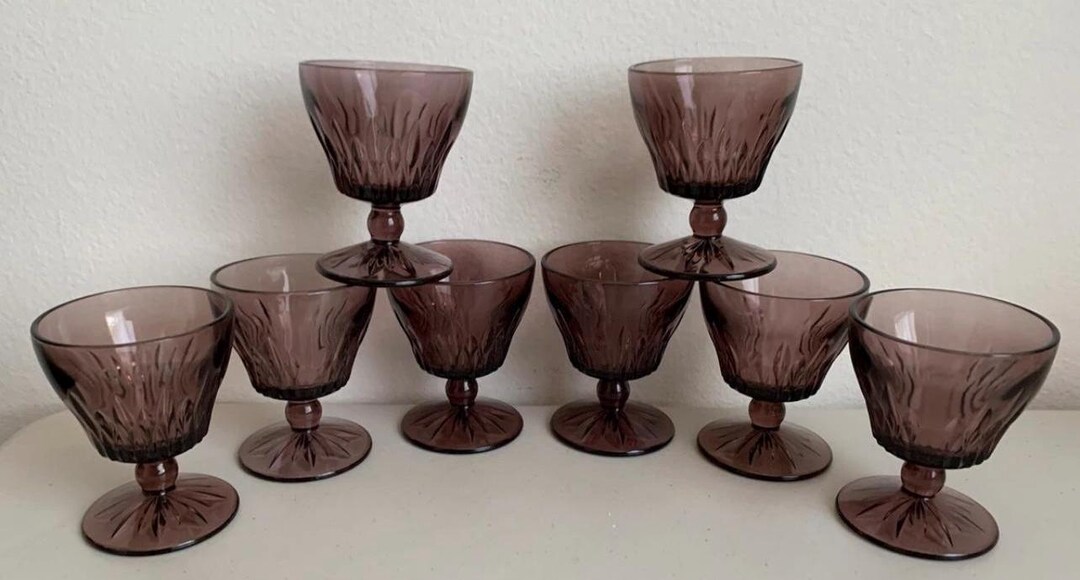 Moroccan Amethyst Purple by Hazel-atlas 60’s Sherbet Glasses 4 1/4” - Etsy