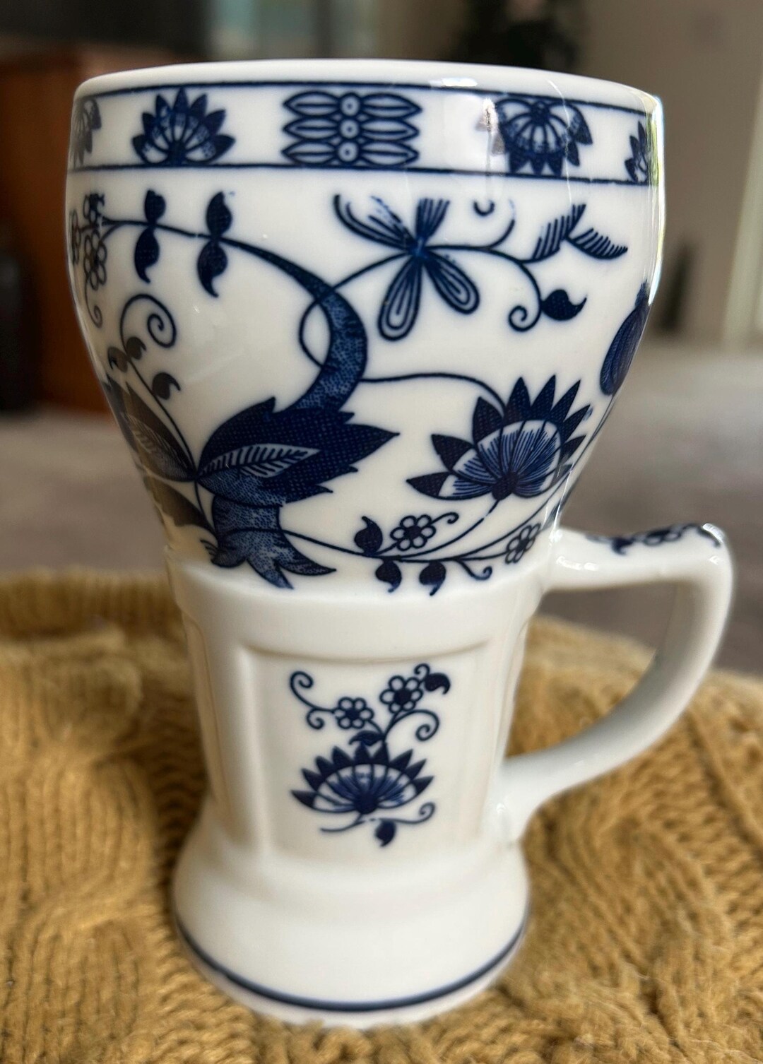 Vienna Woods Tall Mug Blue Onion Pattern Vintage Ice Cream Soda Mug 5. ...