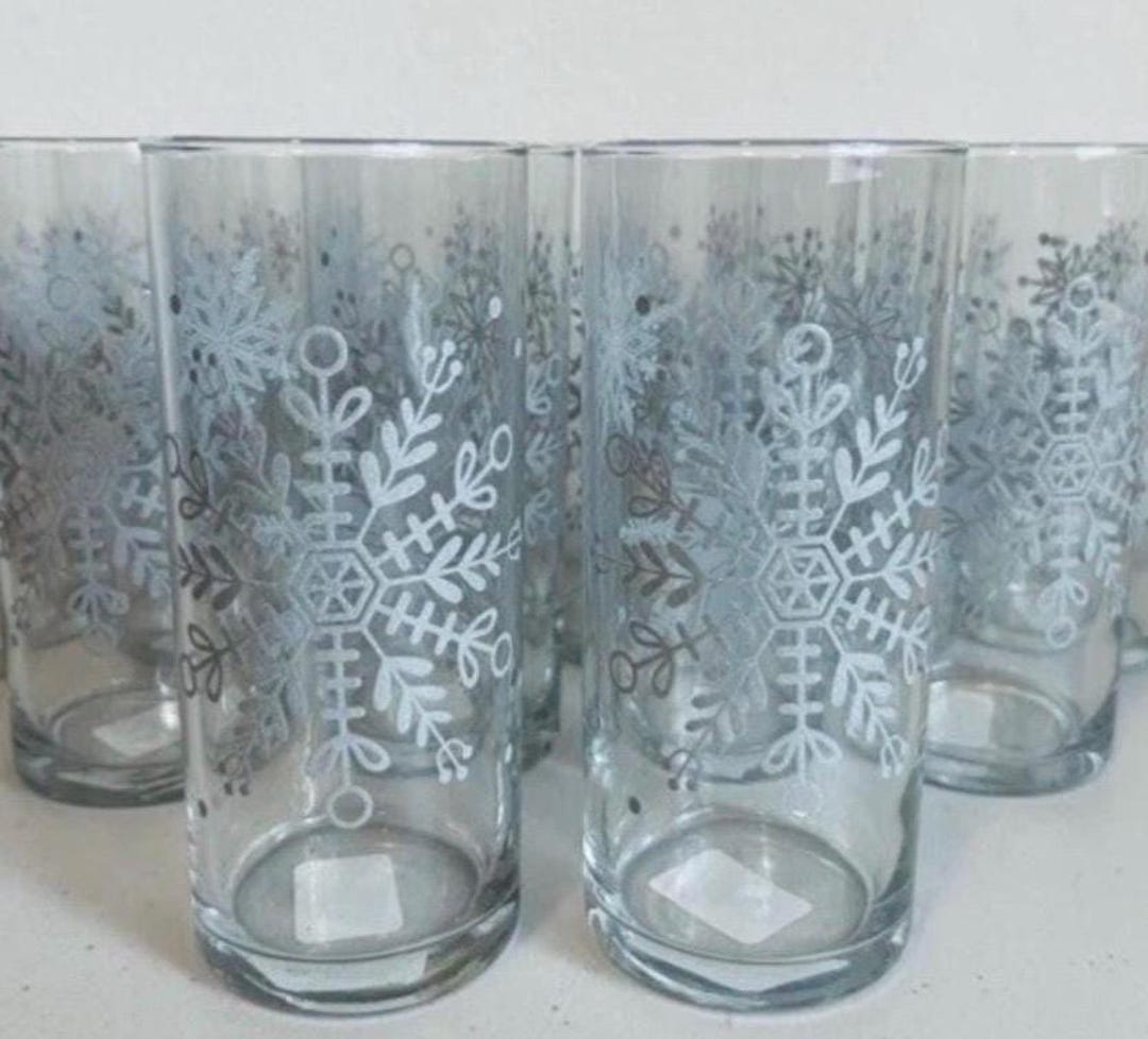 Cristar Lexington Christmas Cooler Glasses 4 16.5 Oz Deco Glittering ...