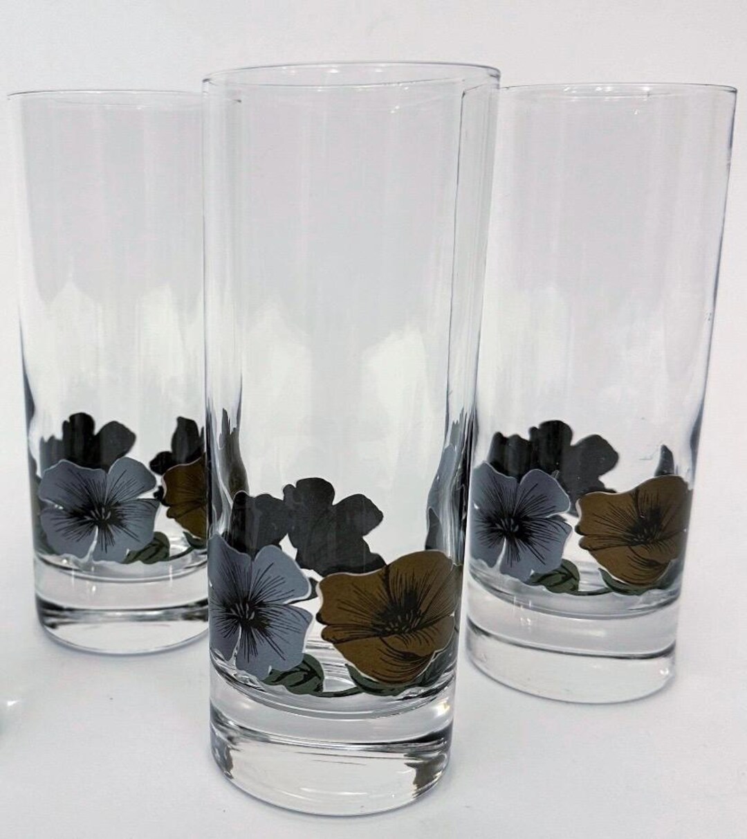Arcoroc Luminarc Julie Highball Collin Glasses 3 Barware Silver & Gold ...