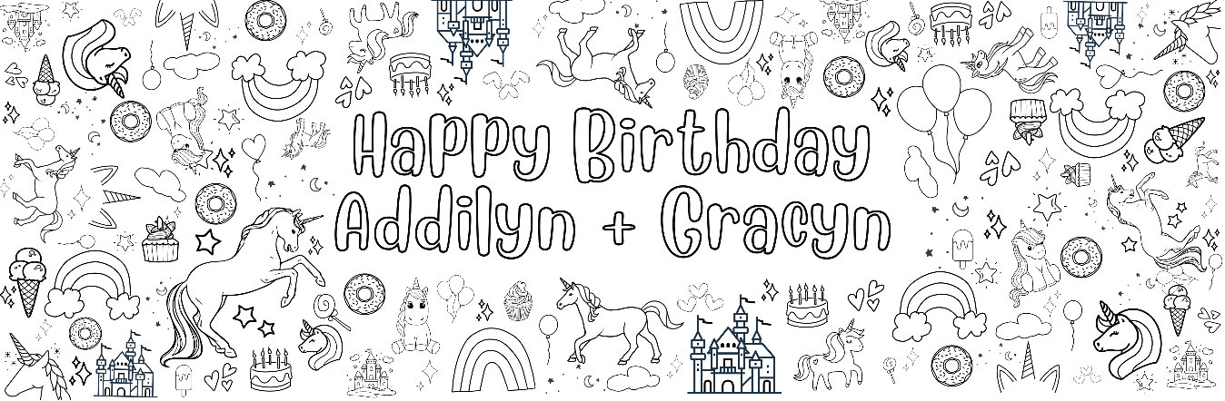 Custom Coloring Birthday Party Paper Tablecloth - Unicorn Sparkle ...