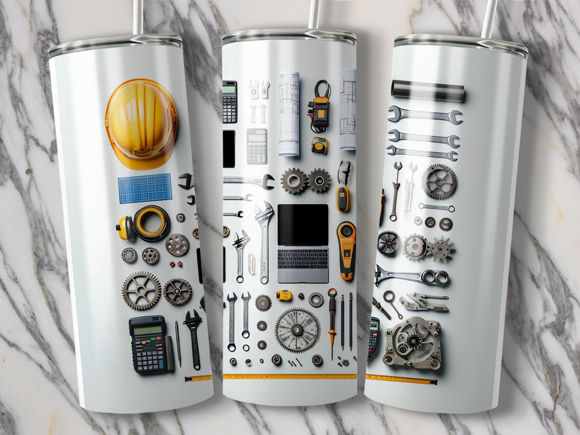 Engineer Tumbler Wrap 20 Oz Sublimation Design Blueprint and Gadgets ...