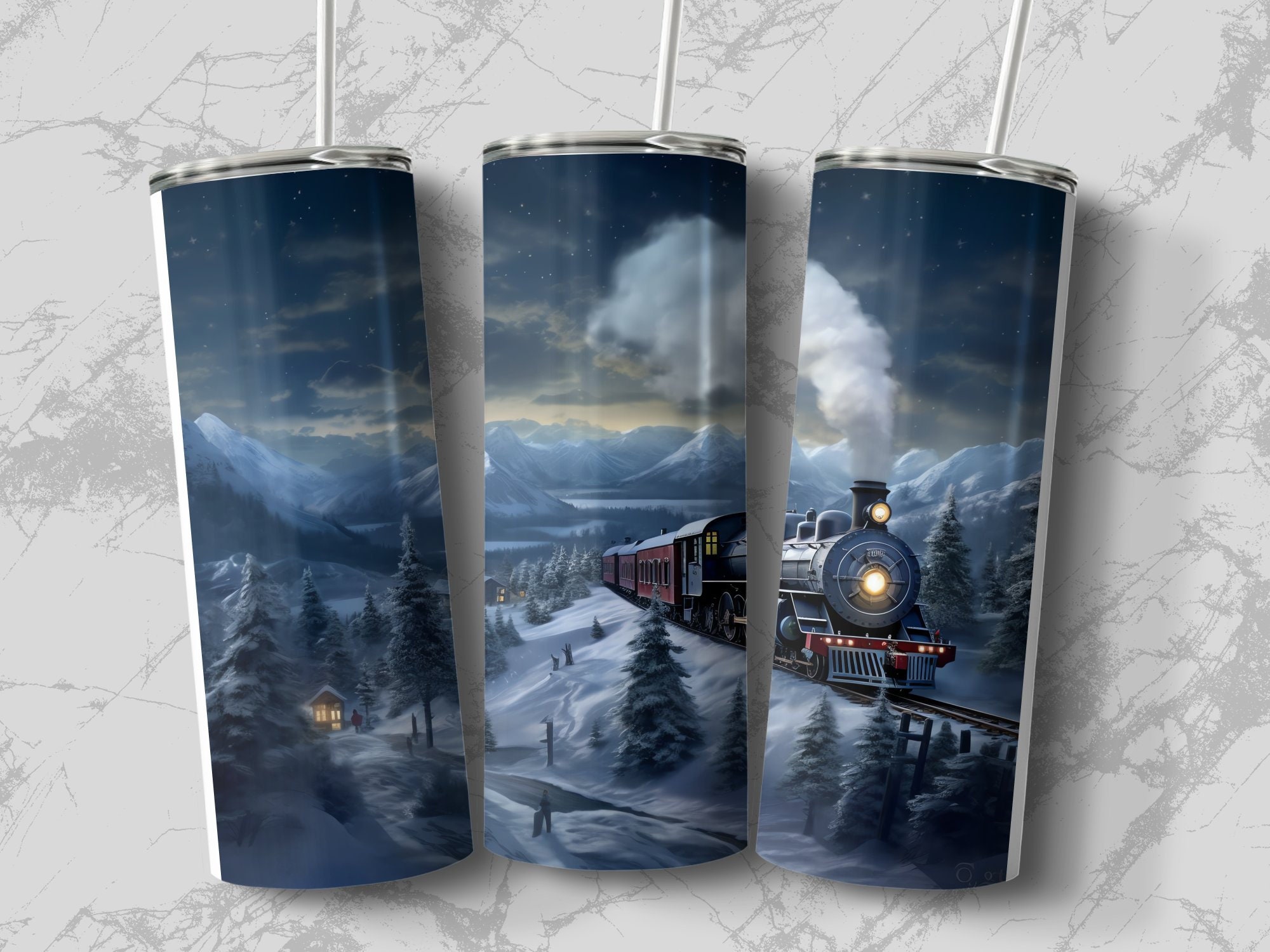 The Polar Express Scene Skinny Tumbler 20 Oz Sublimation Wrap Instant ...