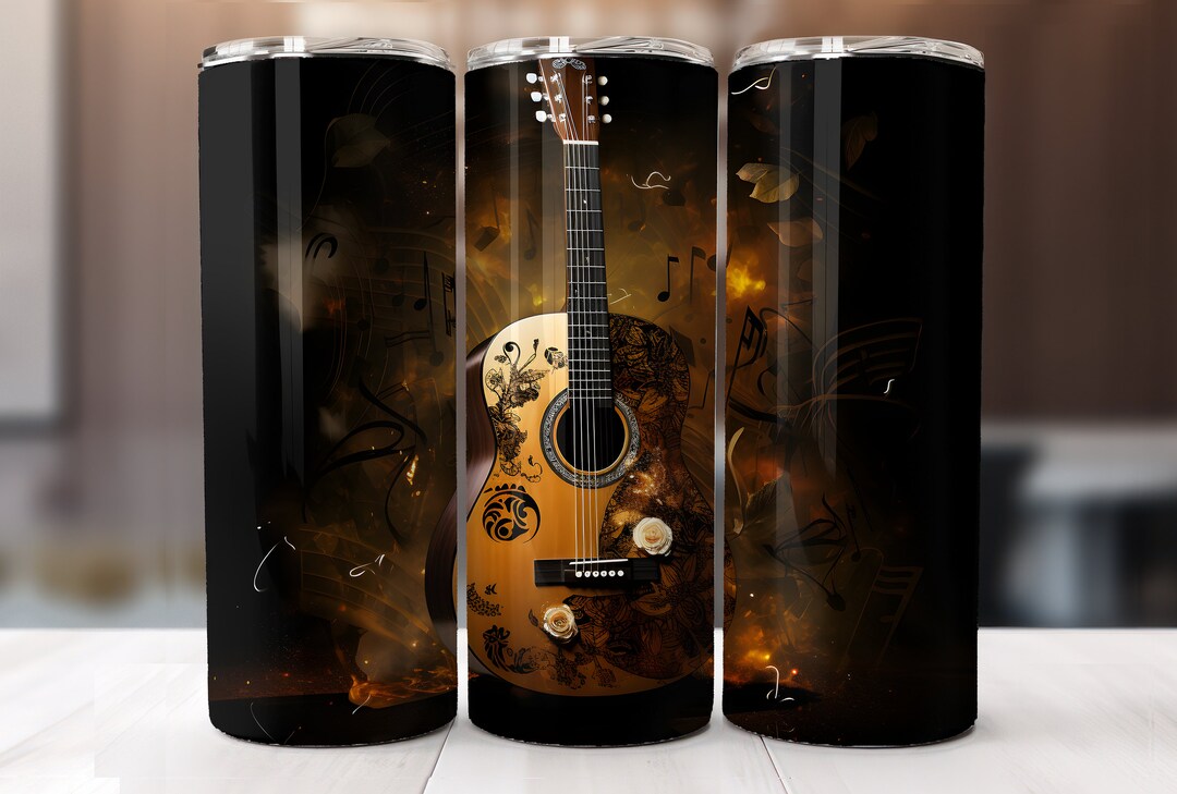 Music Lover Acoustic Guitar Tumbler Wrap 20oz Tumbler Wrap PNG Instant ...