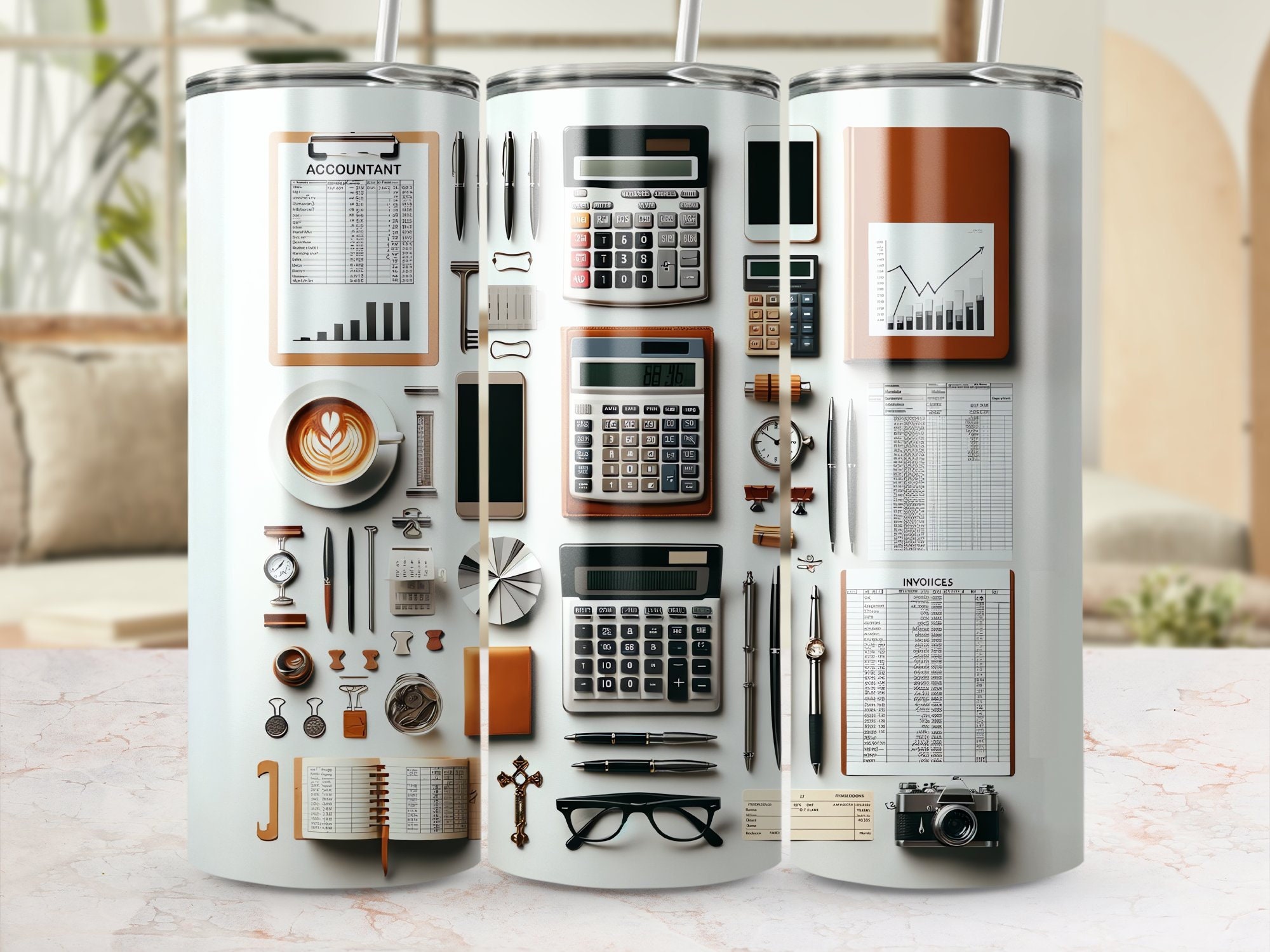 Accountant Tumbler Wrap 20 Oz Sublimation Design Knolling Art of ...