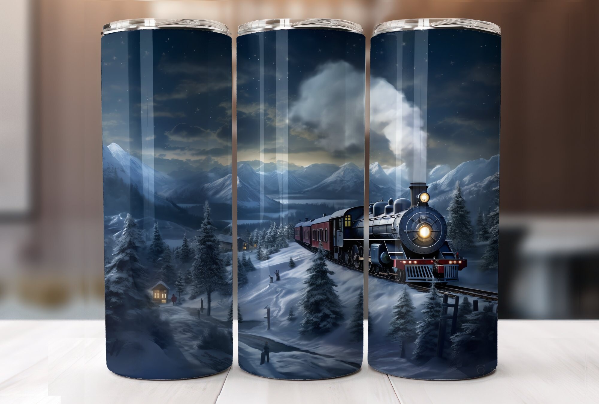 The Polar Express Scene Skinny Tumbler 20 Oz Sublimation Wrap Instant ...