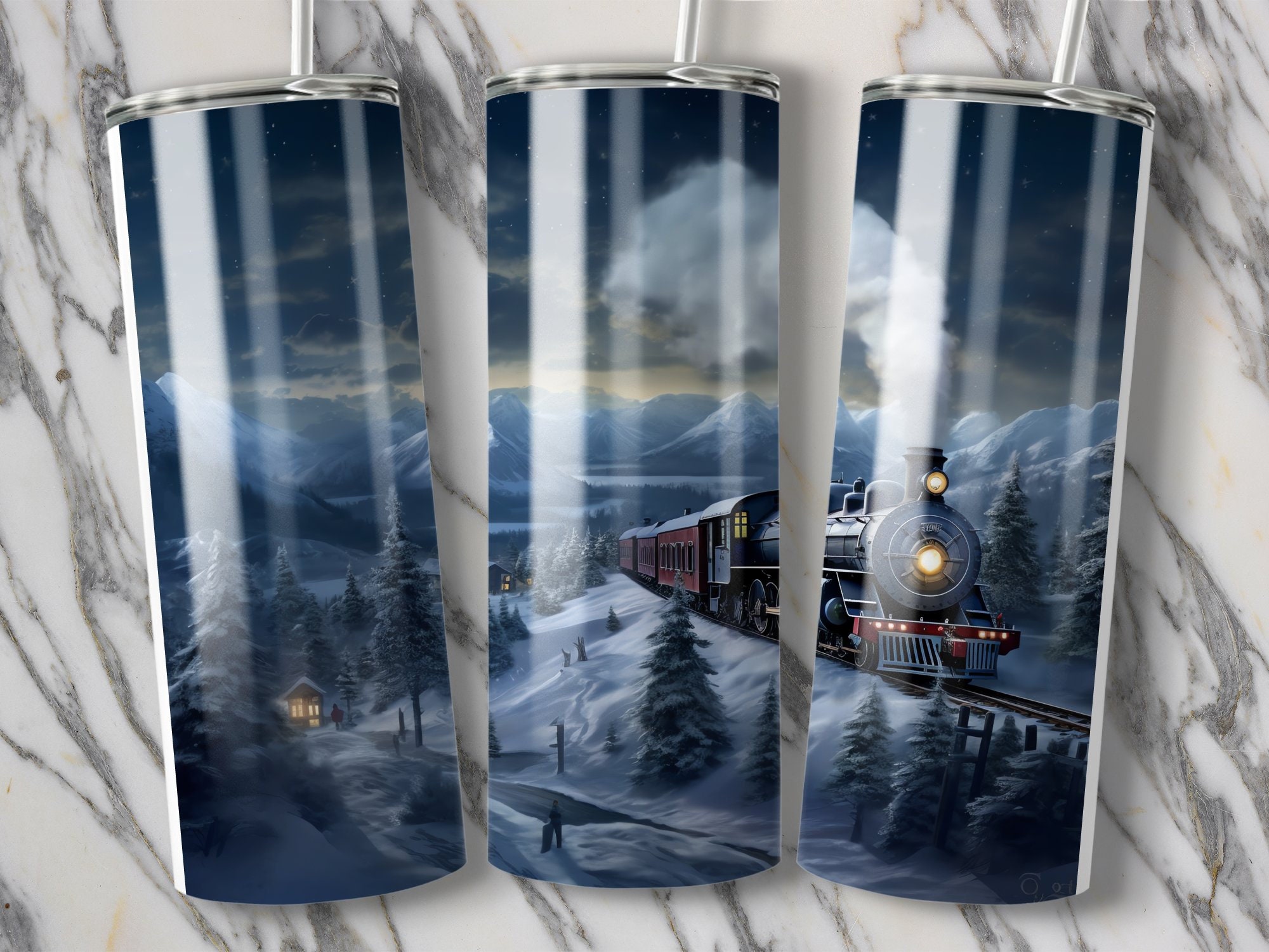The Polar Express Scene Skinny Tumbler 20 Oz Sublimation Wrap Instant ...