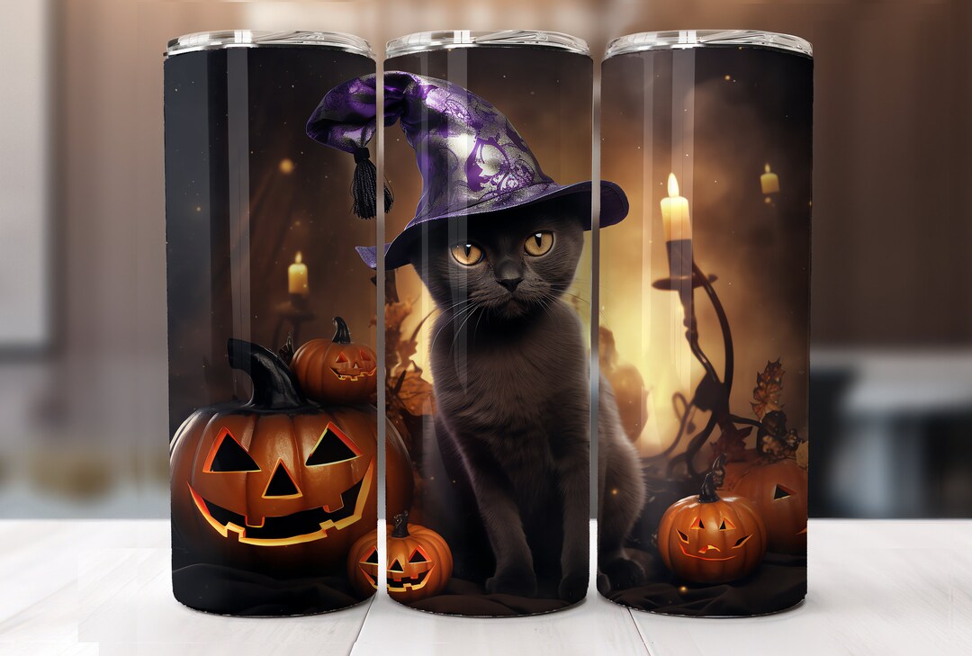 Burmese Cat Witch Halloween Tumbler Wrap, 20 Oz Skinny Tumbler ...
