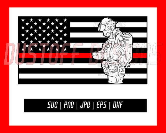 Thin Red Line Firefighter Flag SVG PNG JPG | Etsy