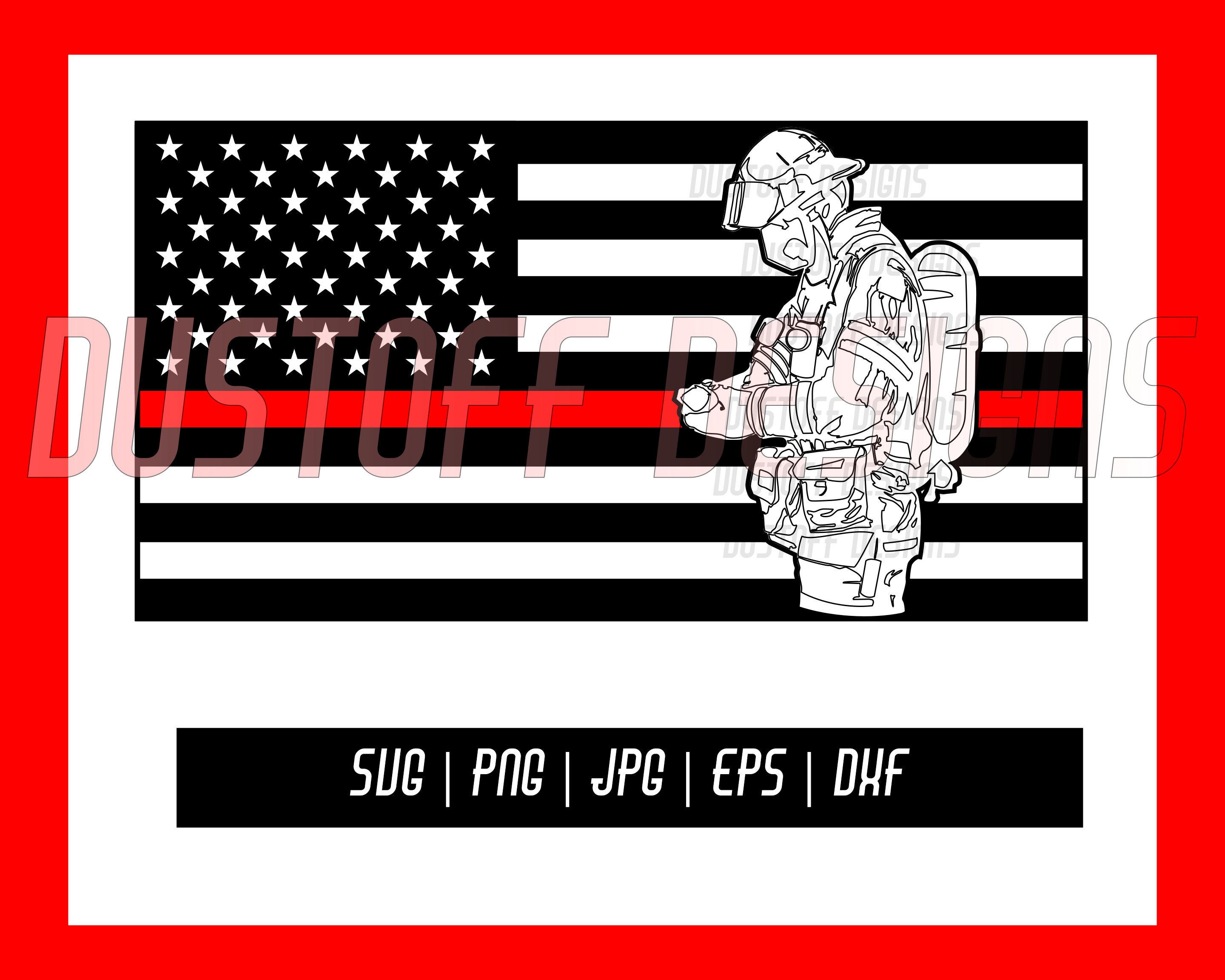 Thin Red Line Firefighter Flag SVG | PNG | JPG - Etsy