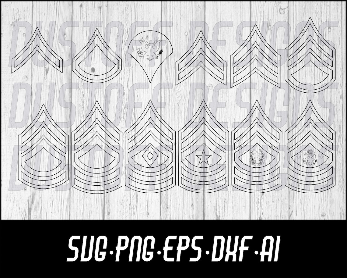 Army Enlisted Ranks SVG - Army Rank SVG - Rank SVG - Digital Download ...