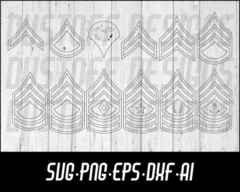 Army Enlisted Ranks SVG - Army Rank SVG - Rank SVG - Digital Download ...