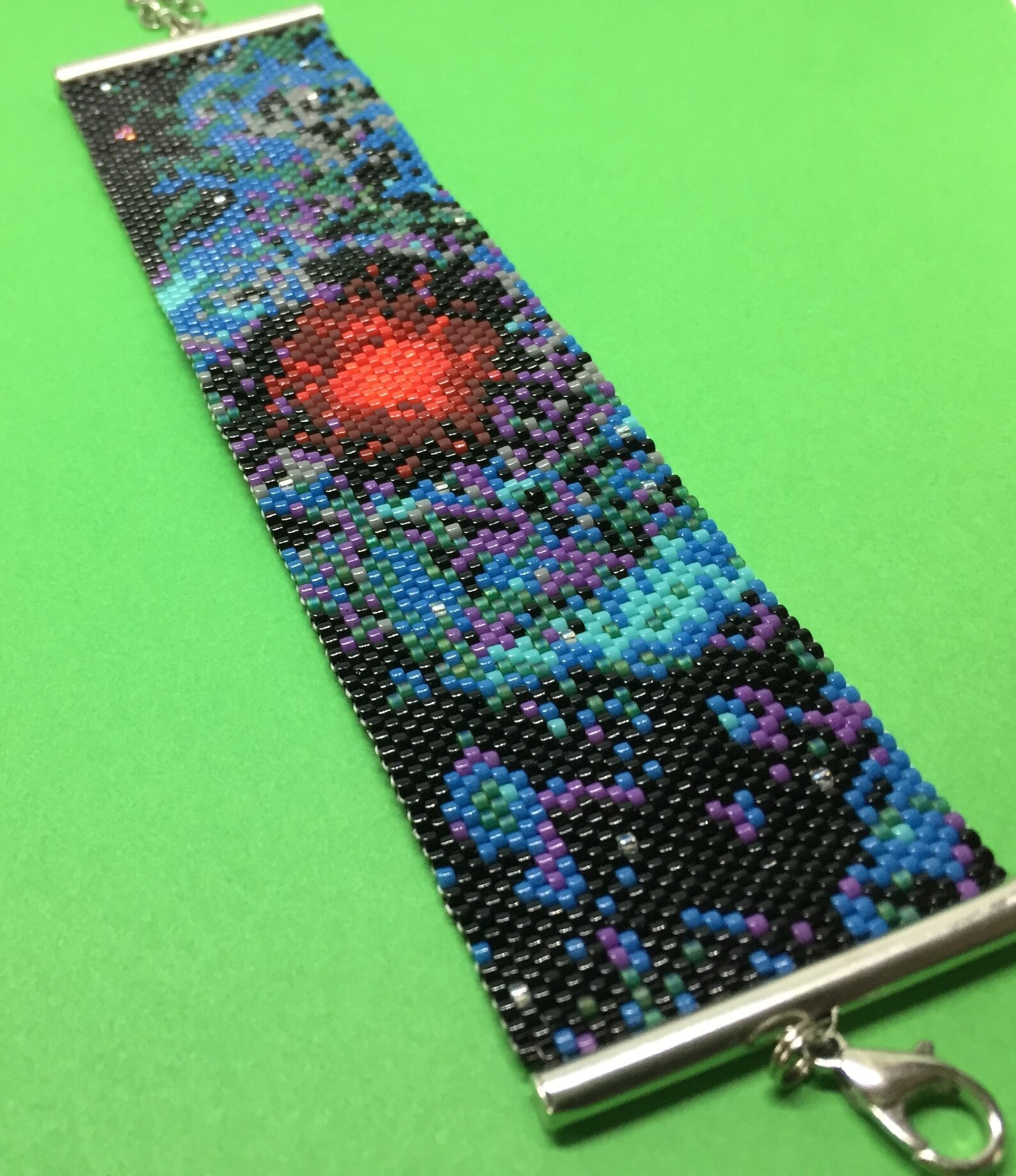 Red Nebula, Space, Peyote Bead Pattern, Bracelet Bangle Cuff Bookmark ...
