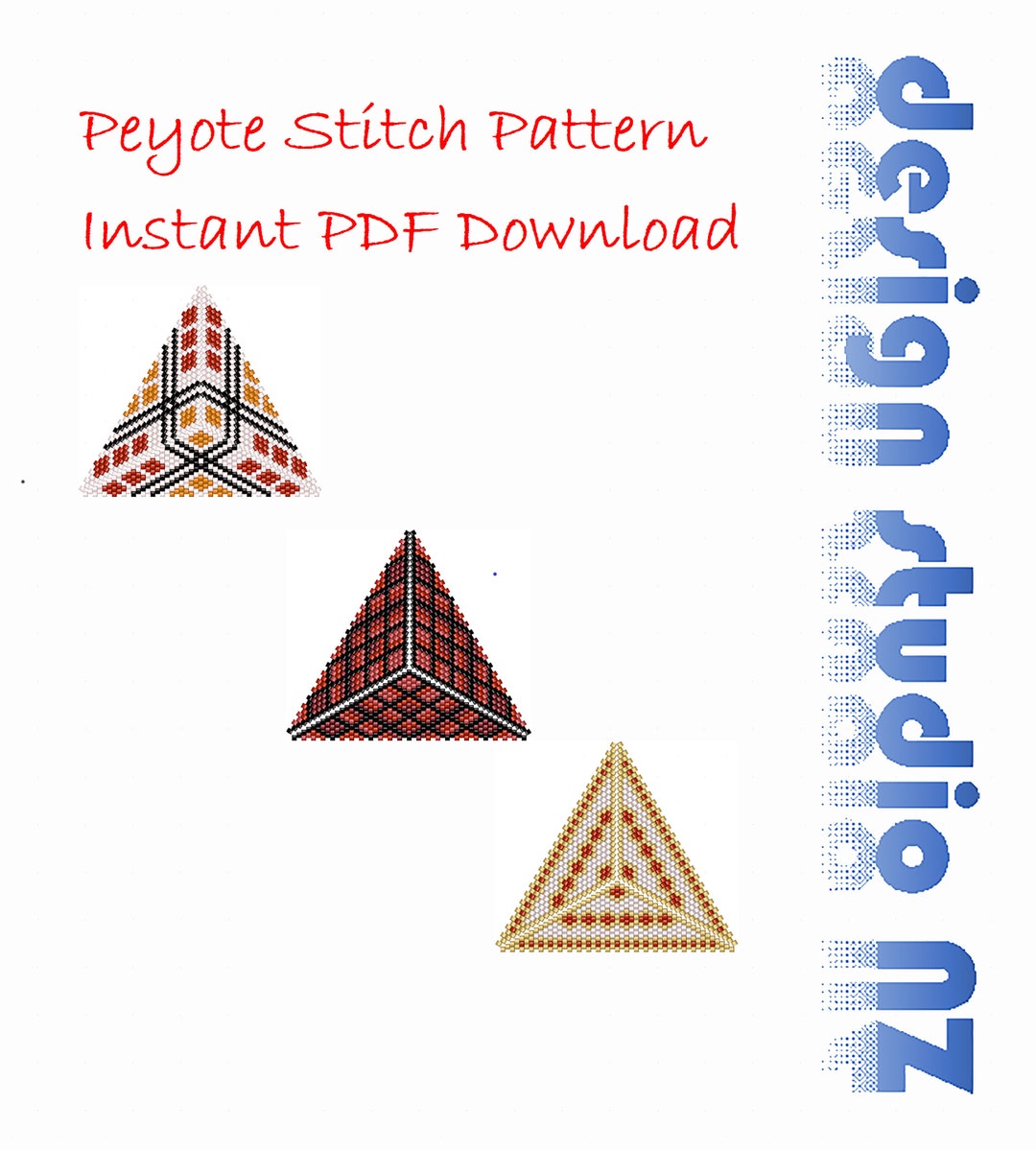 3 Large Peyote Triangle Patterns Peyote Bead Pattern, Beading Pattern ...