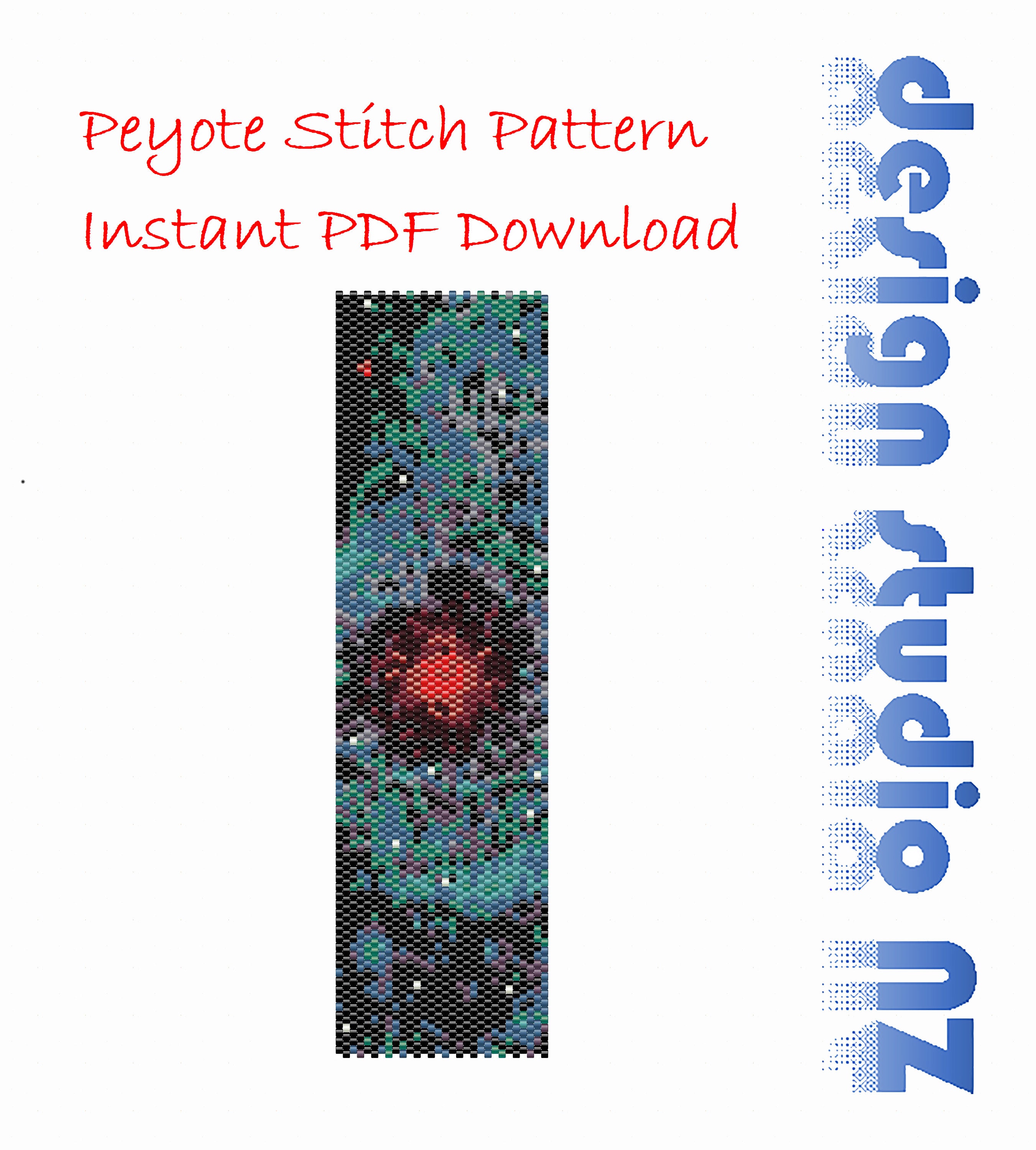 Red Nebula, Space, Peyote Bead Pattern, Bracelet Bangle Cuff Bookmark ...