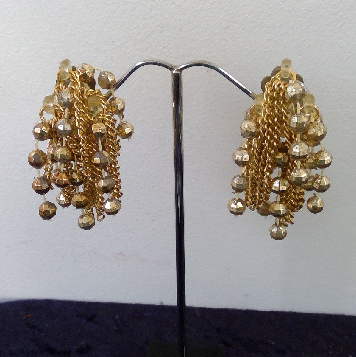 Golden Bib Necklace and Clip on Earrings Set - Etsy Australia