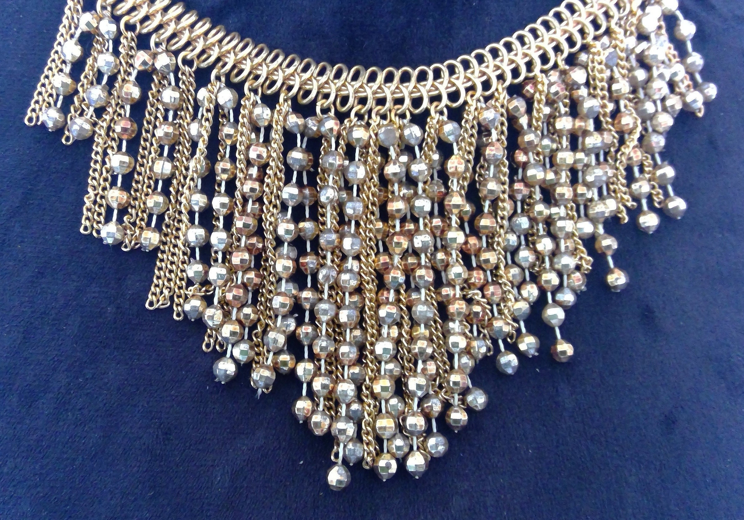 Golden Bib Necklace and Clip on Earrings Set - Etsy Australia