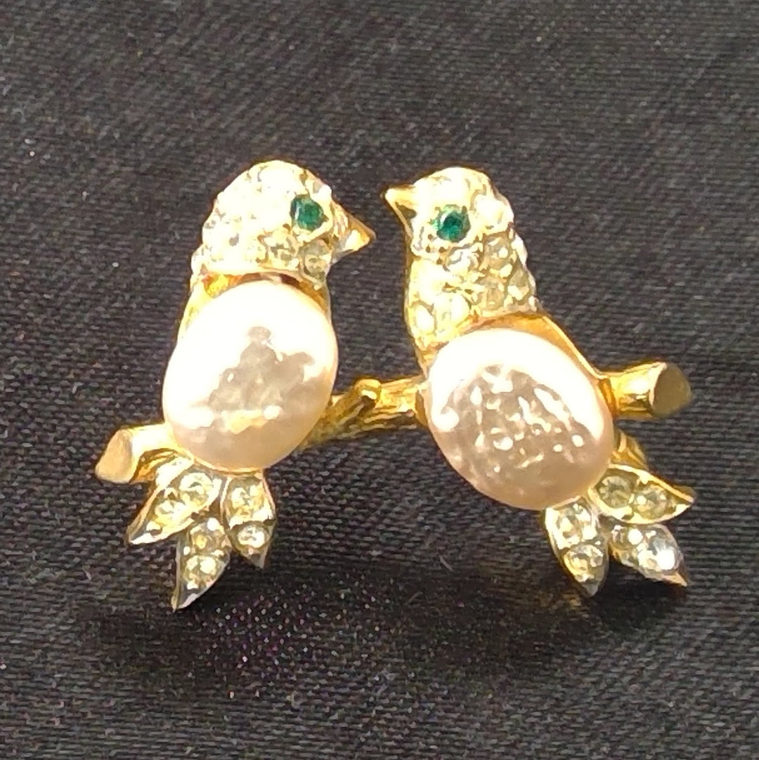 Love Birds Faux Pearl ,butler and Wilson Brooch - Etsy Australia