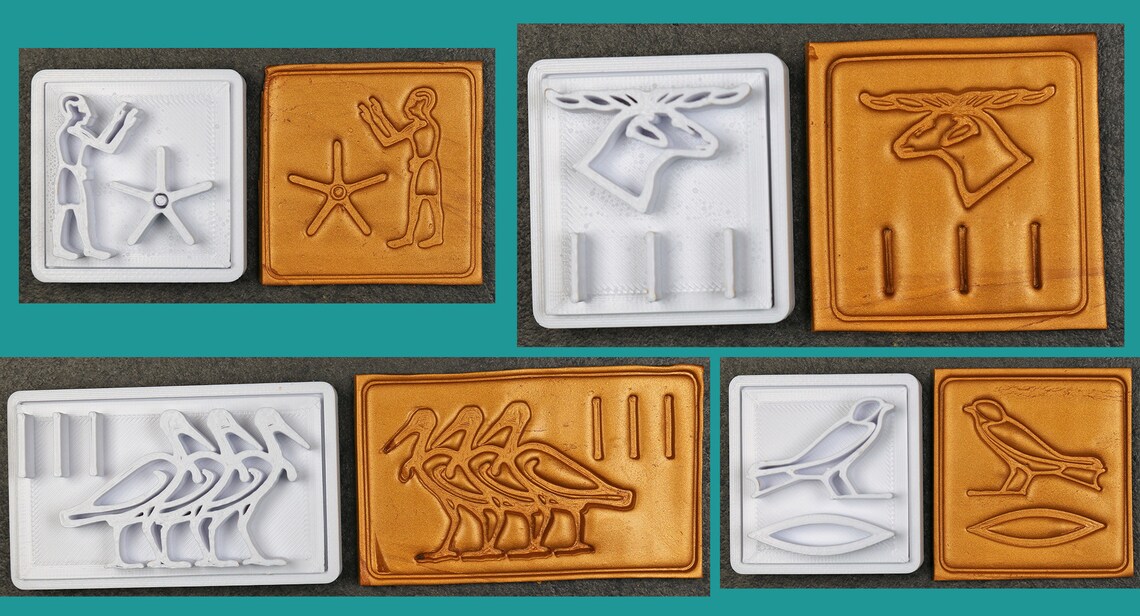 Egyptian hieroglyphs PLA stamps for polymer clay | Etsy