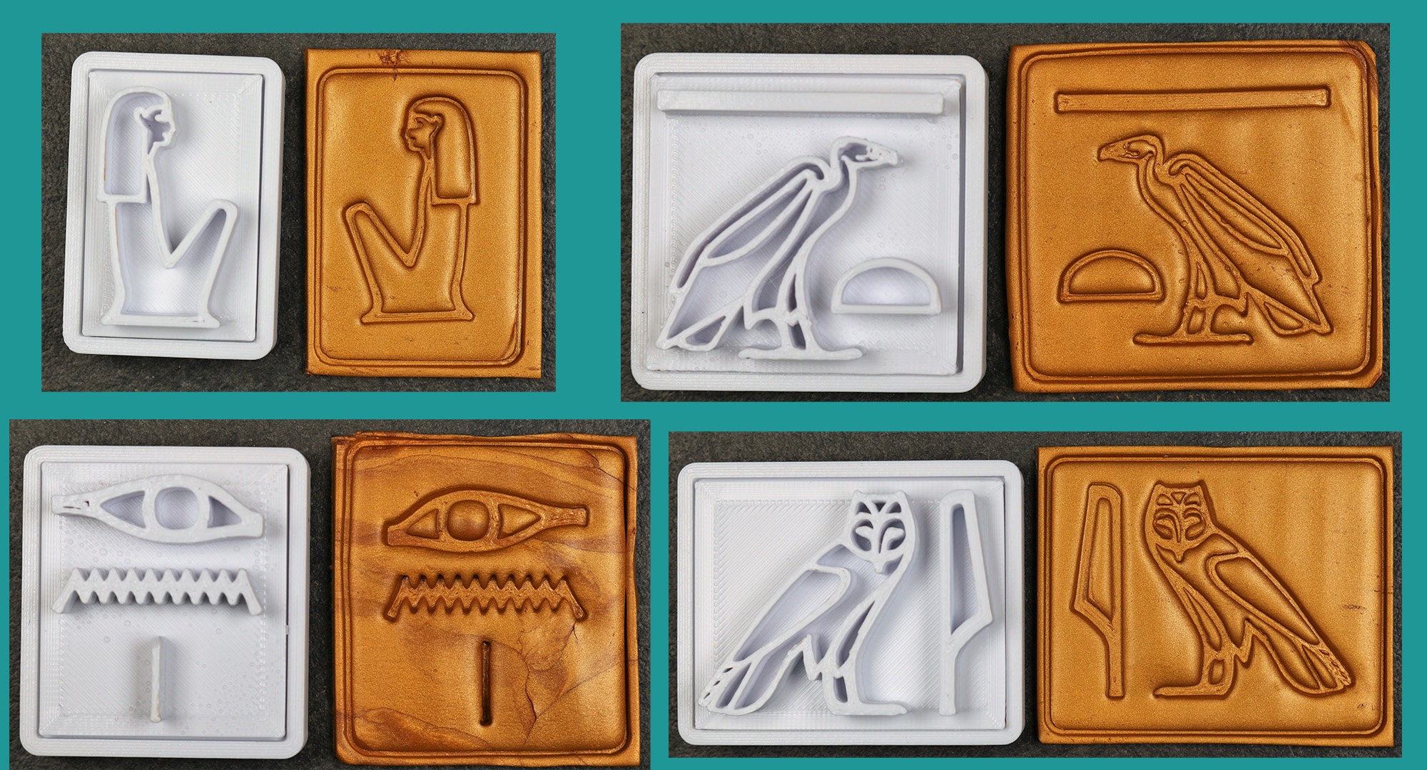 Egyptian Hieroglyphs , PLA Stamps for Polymer Clay #polymerclaytamps, # ...