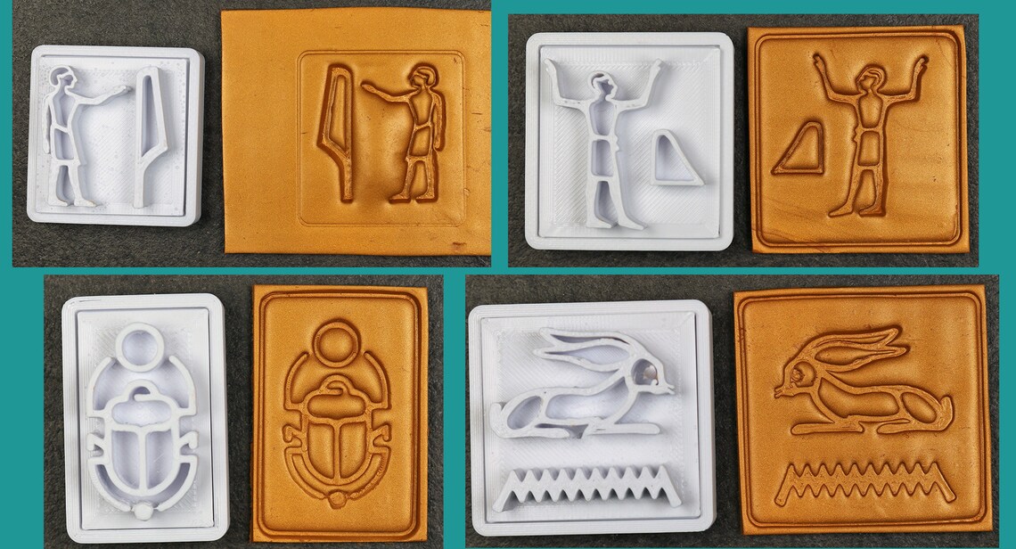Egyptian hieroglyphs PLA stamps for polymer clay | Etsy