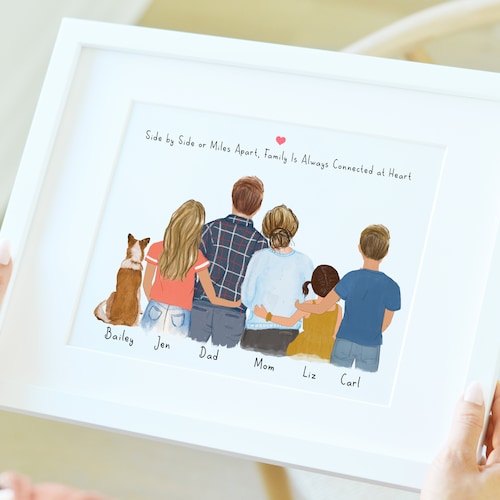 Personalized Christmas Family Portrait Custom Holiday Gift | Etsy