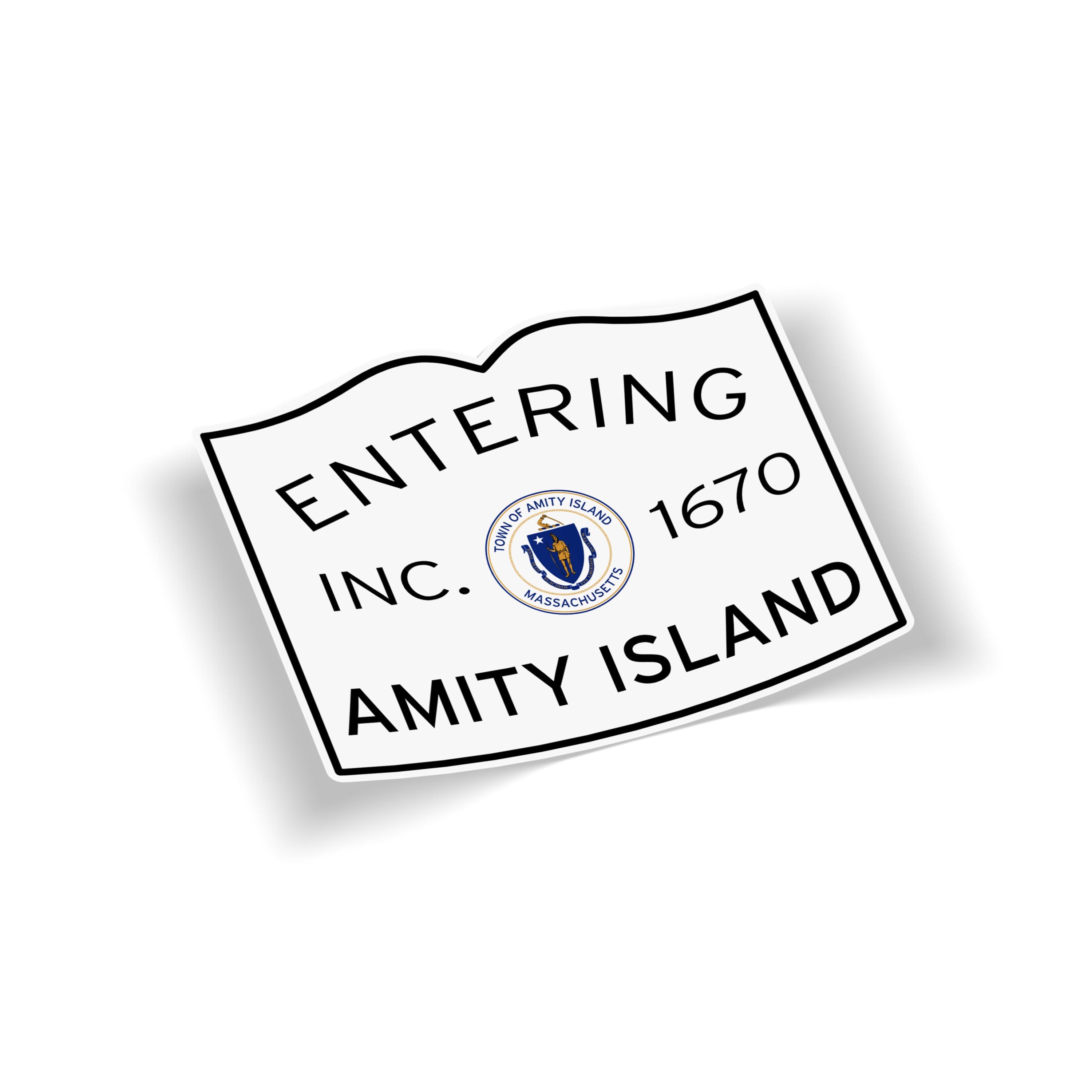 Entering Amity Island Sticker | Jaws Movie Town Sign | Waterproof Vinyl ...