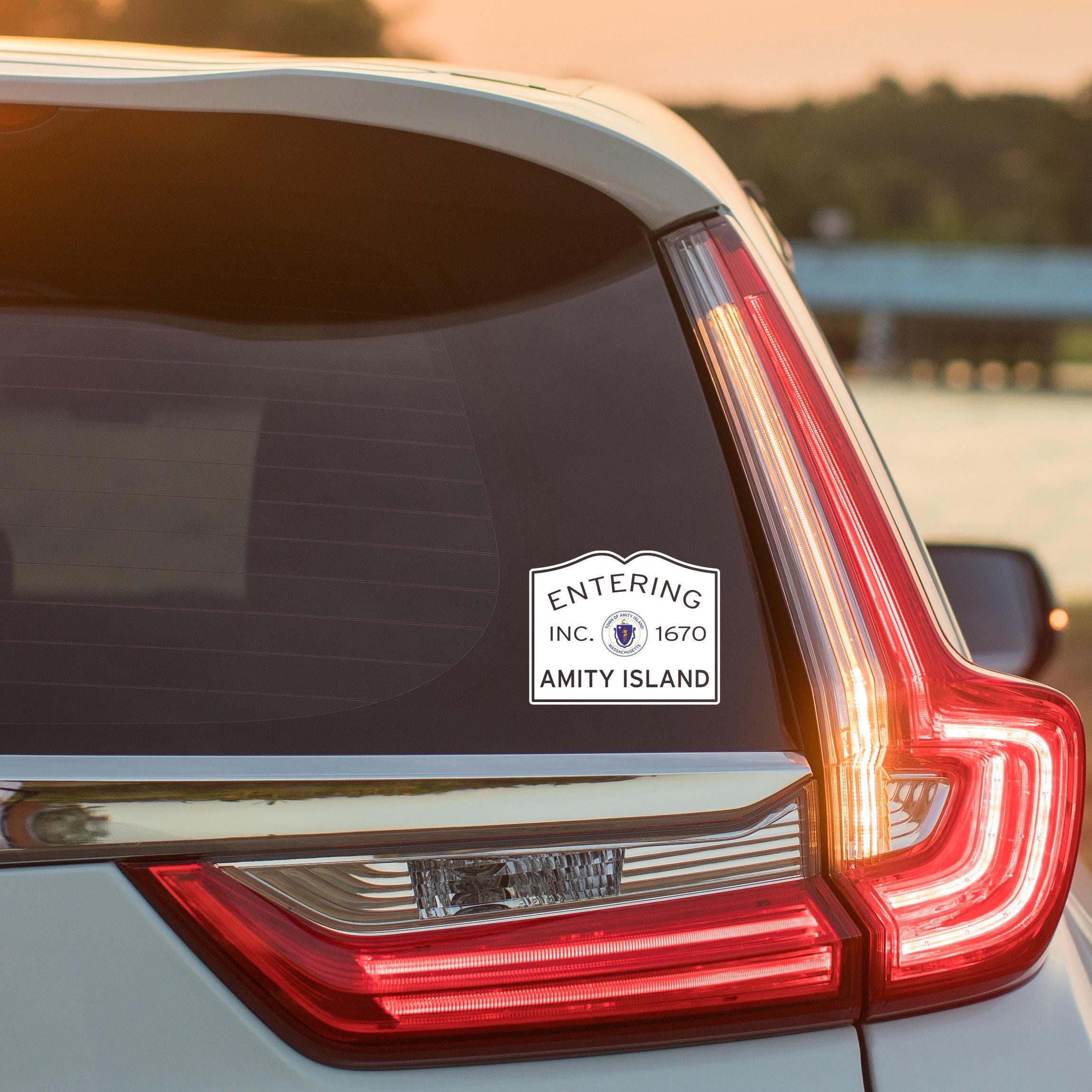 Entering Amity Island Sticker | Jaws Movie Town Sign | Waterproof Vinyl ...