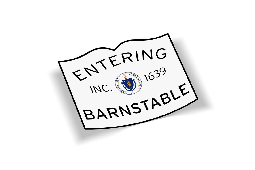 Entering Barnstable Bumper Sticker - 5x4 Outdoor Waterproof Cape Cod ...