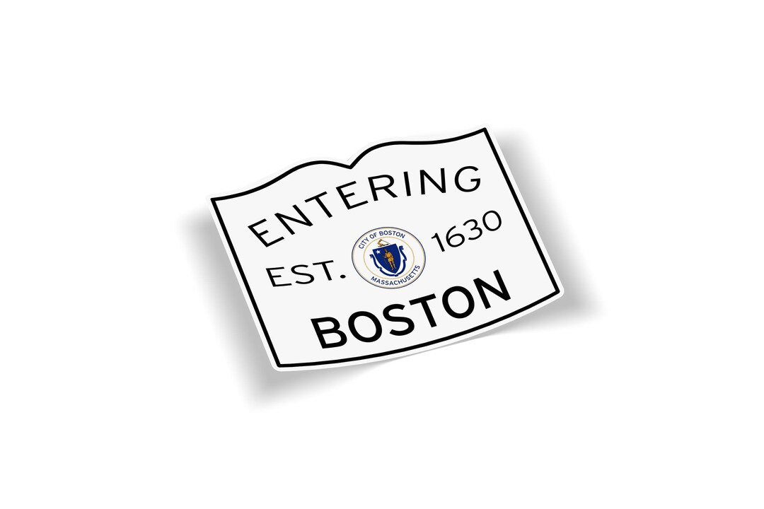Entering Boston Bumper Sticker - Outdoor Waterproof Massachusetts Town ...